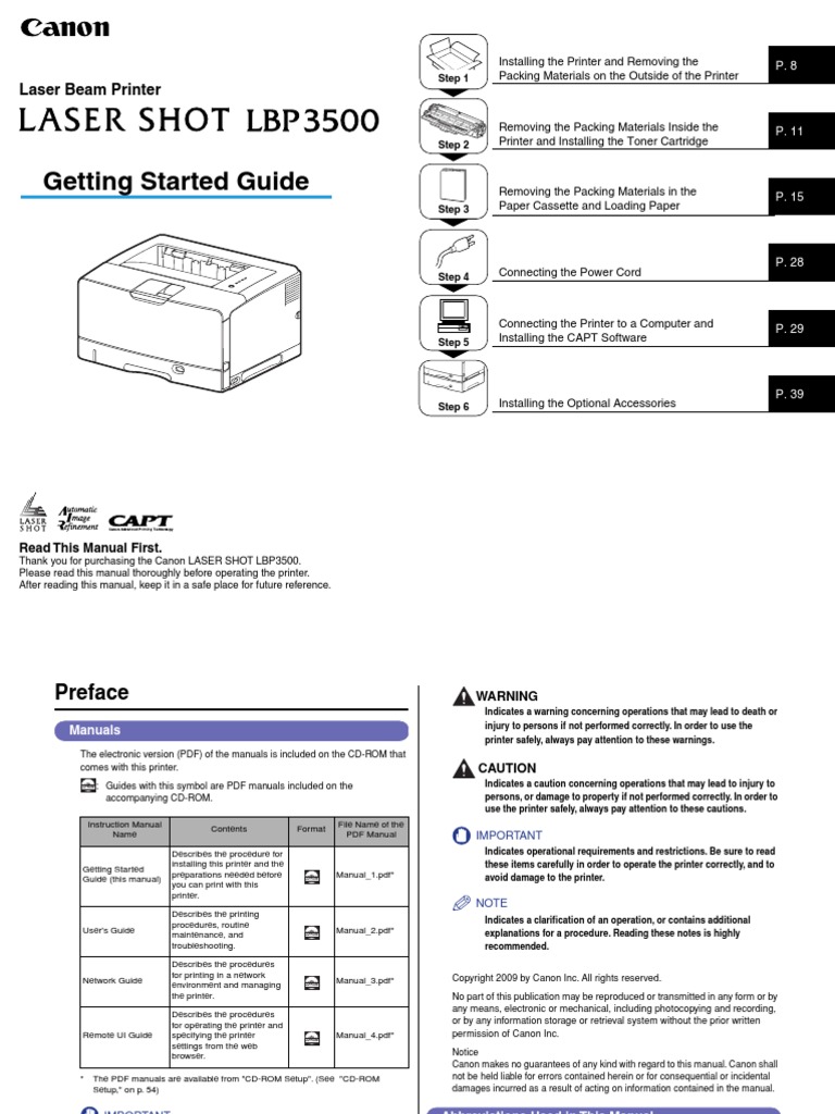 LBP 3500 Manual | PDF | Microsoft Windows | Usb