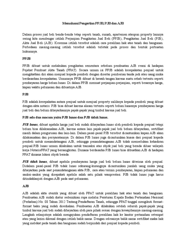 Memahami Pengertian PPJB | PDF