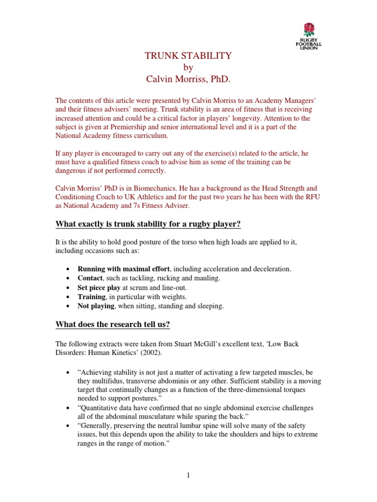 Trunk Stability by Calvin Morriss, PHD.: What Exactly Is Trunk ...