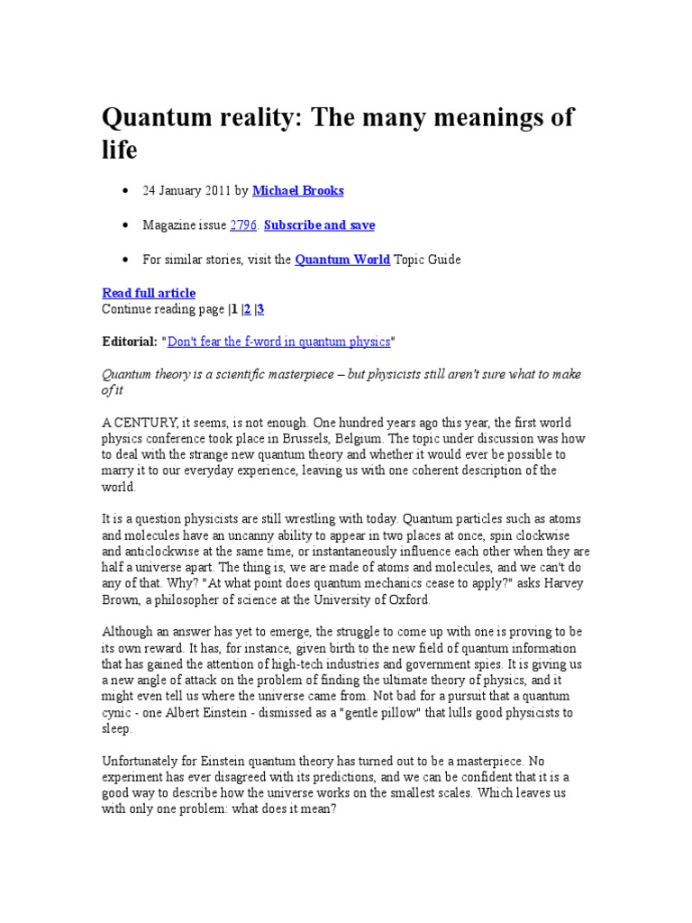 Quantum Reality | PDF | Many Worlds Interpretation | Quantum Mechanics