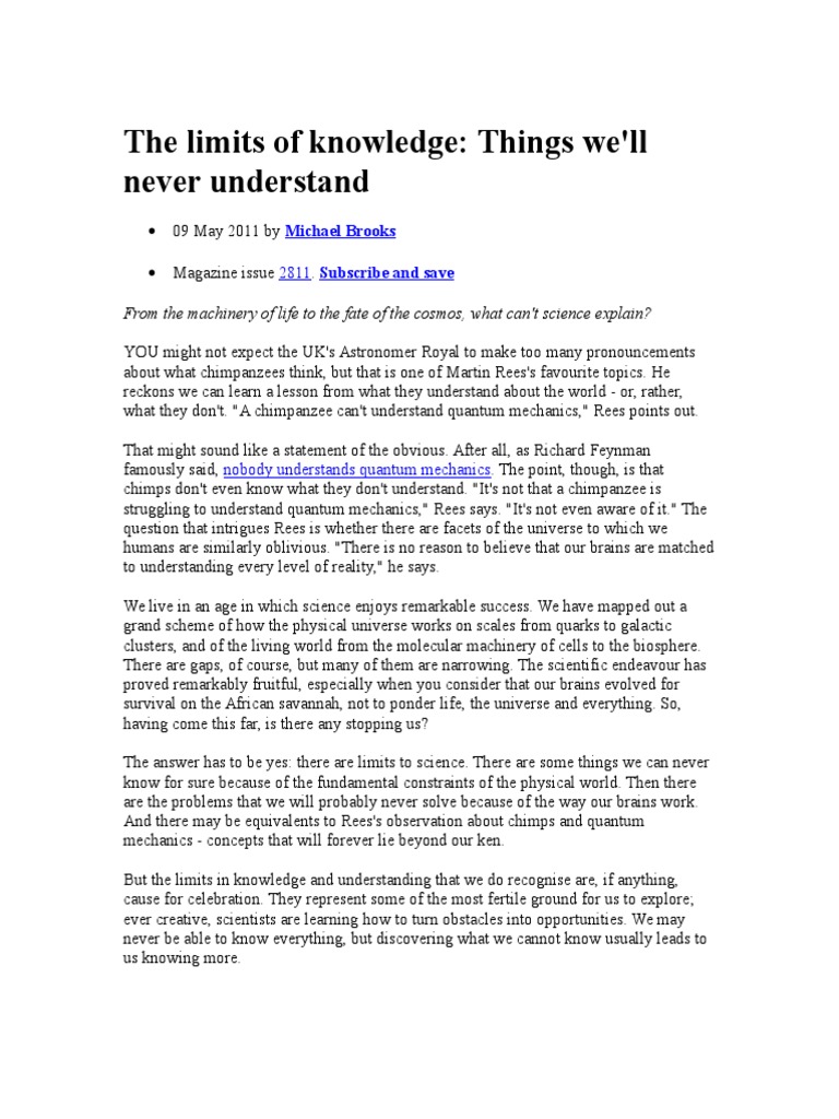 The Limits of Knowledge | PDF | Particle Physics | Quantum Mechanics