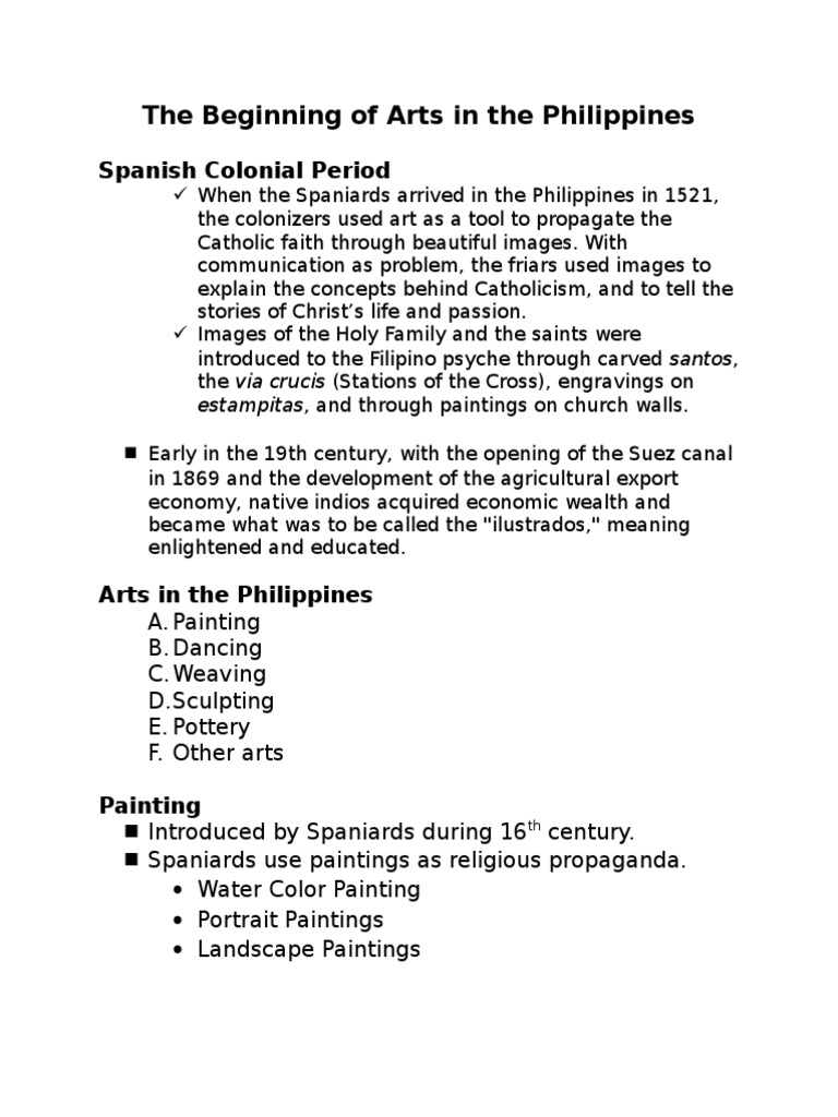 The Beginning of Arts in The Philippines | PDF | Philippines | Paintings