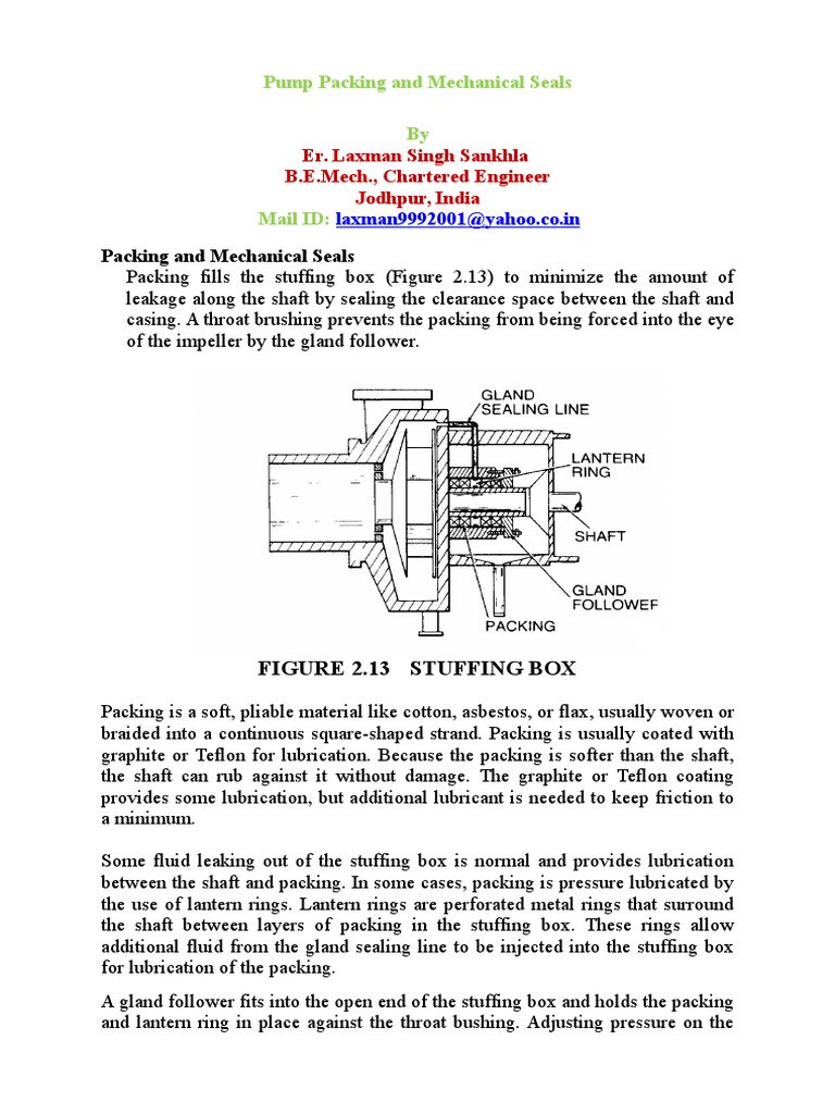 Pump Packing vs. Mechanical Seals | PDF | Science & Mathematics