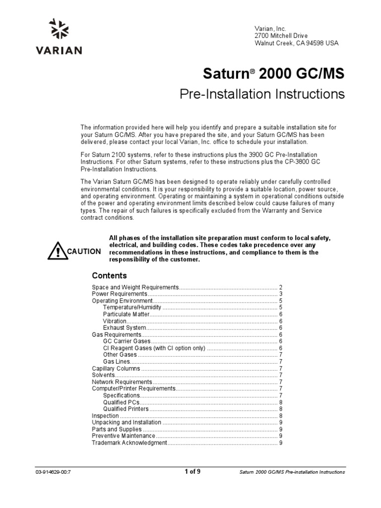 Varian, Inc. 2700 Mitchell Drive Walnut Creek | PDF | Gas ...