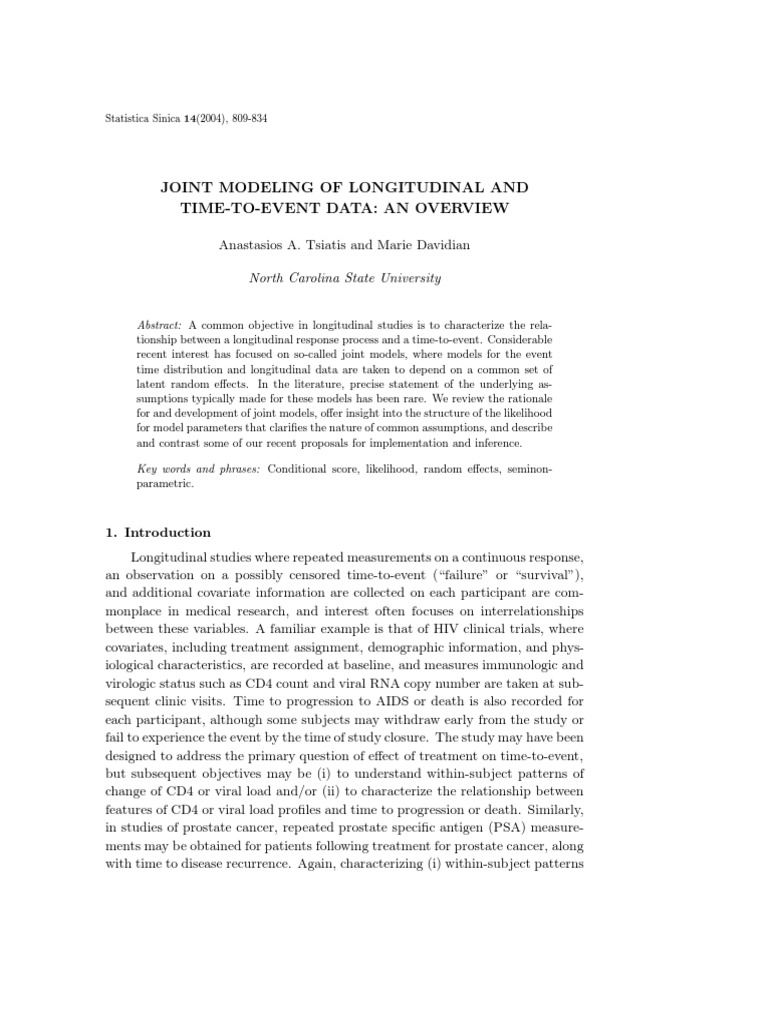 Overview of Joint Modeling Techniques | PDF | Ordinary Least Squares ...