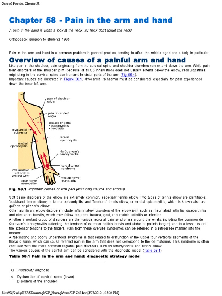 55 Pain in The Arm and Hands | PDF | Elbow | Carpal Tunnel Syndrome