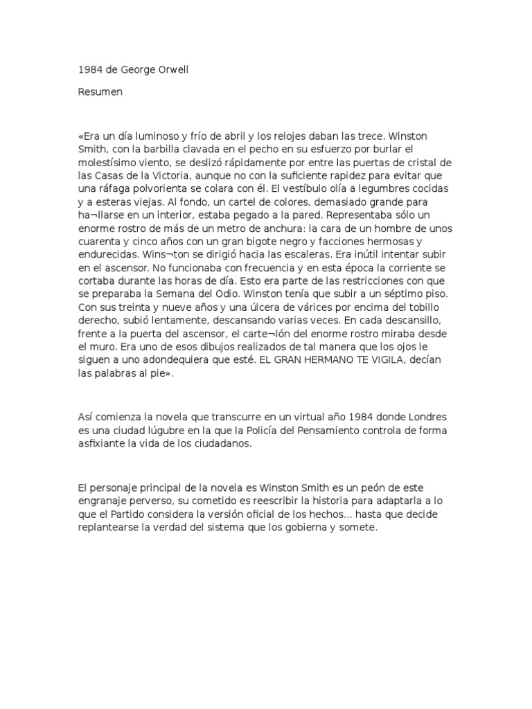 1984 Resumen | PDF | Historia