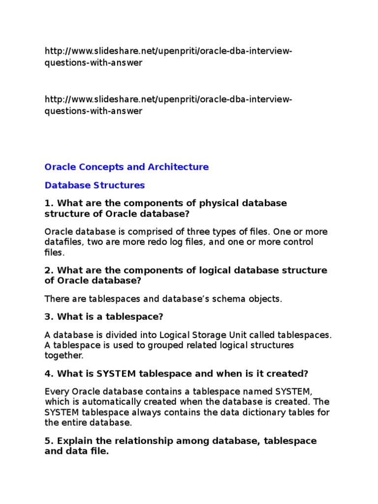 Oracle Concepts and Architecture Database Structures | PDF | Database Index | Databases