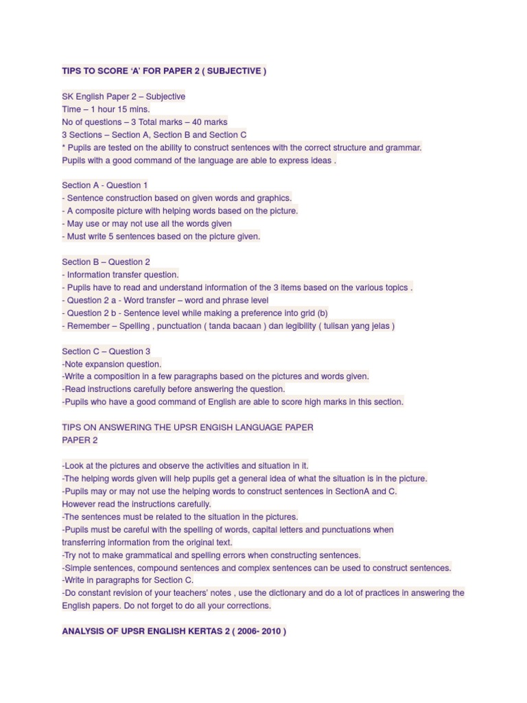Tips To Score A' For Paper 2 (Subjective) | PDF