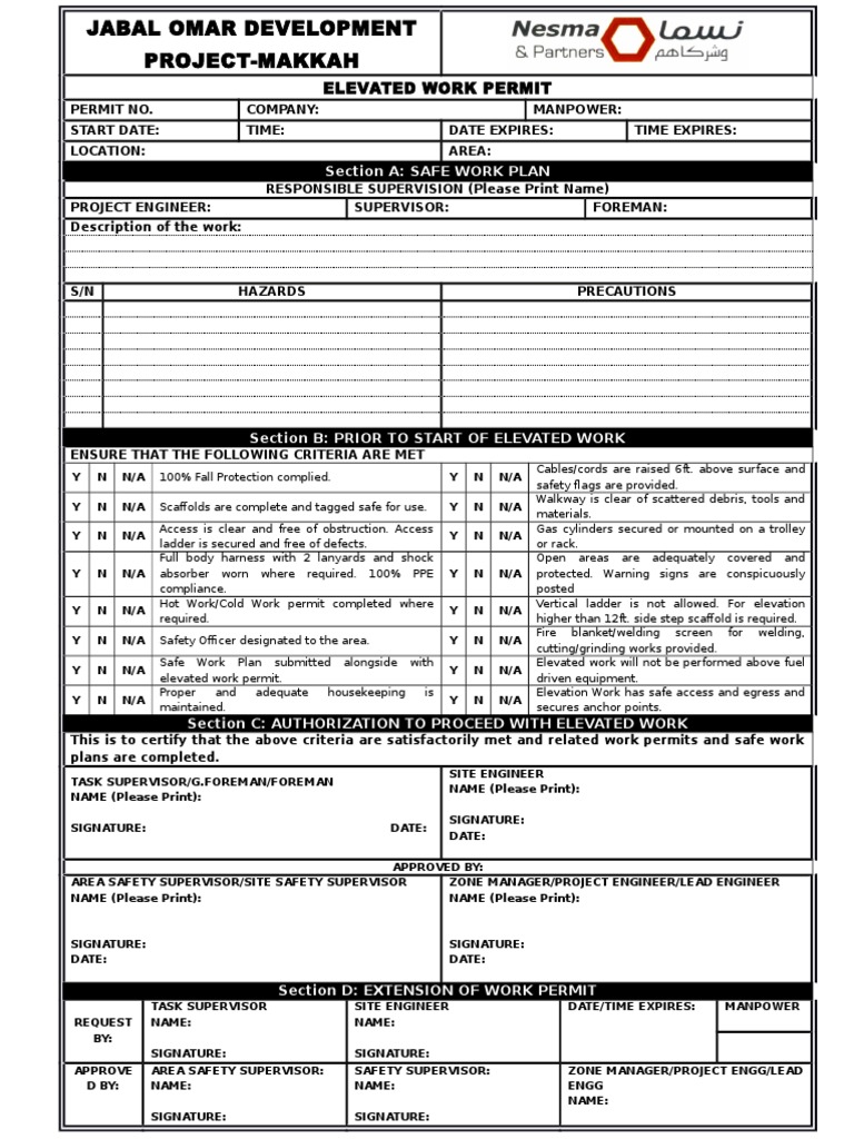 Section A: Safe Work Plan | PDF