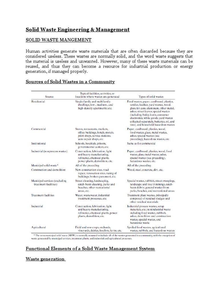 Solid Waste Engineering | PDF | Compost | Municipal Solid Waste
