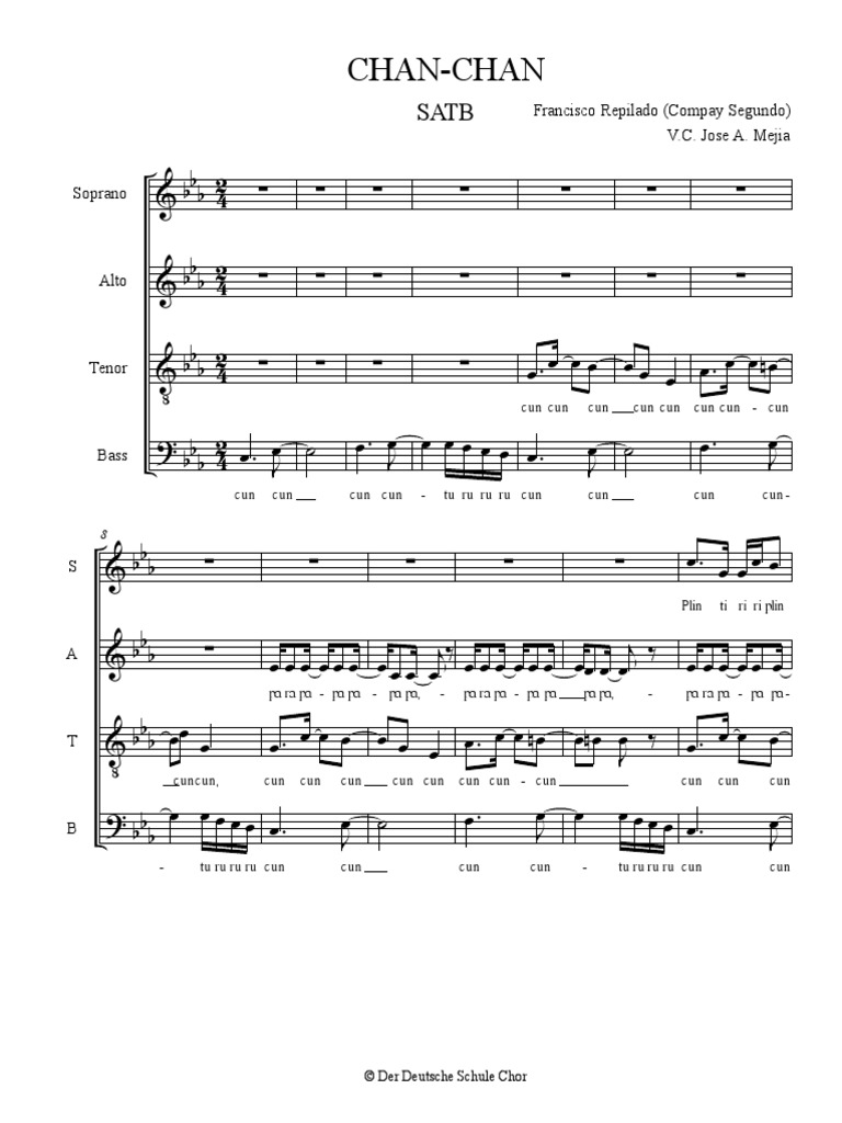 Chan-Chan SATB Choral Arrangement | PDF