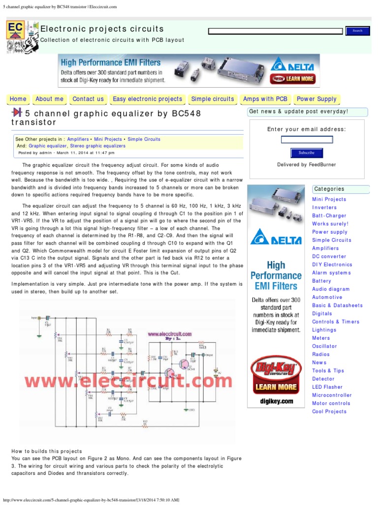 5 Channel Graphic Equalizer by BC548 Transistor | PDF | Equalization (Audio) | Amplifier