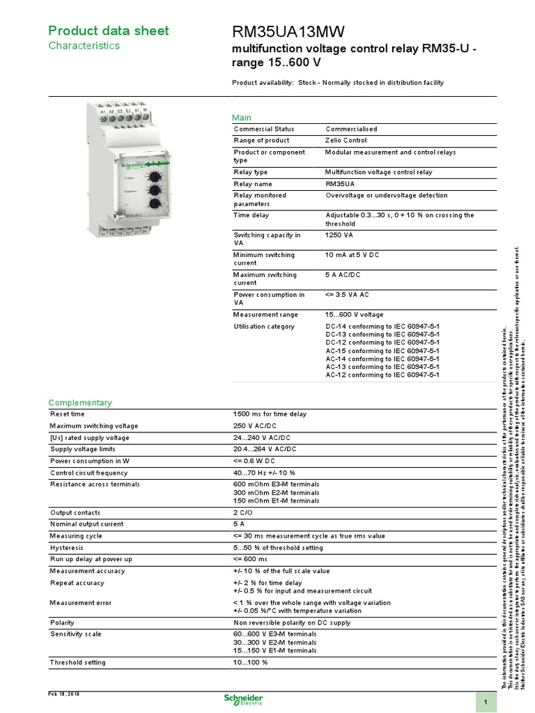 Zelio Control RM35UA13MW | PDF | International Electrotechnical ...