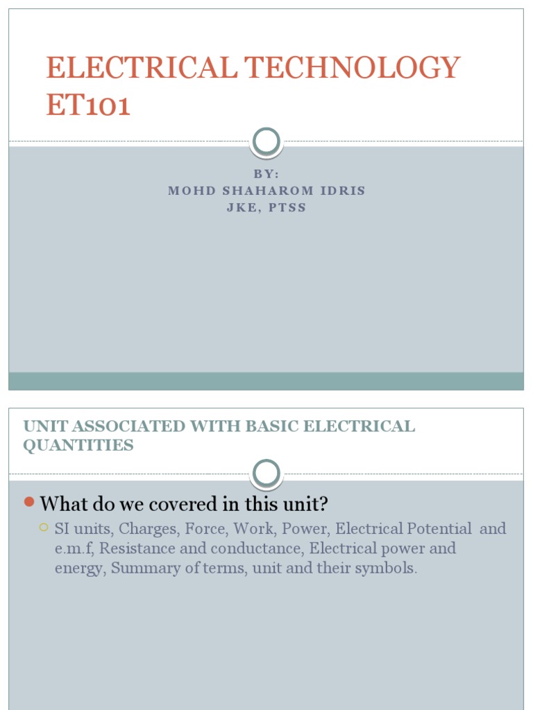 1-Unit Associated With Basic Electrical Quantities | PDF | Volt ...