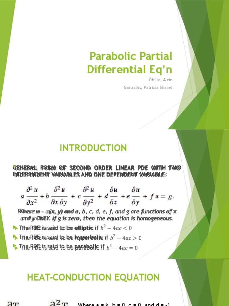 Parabolic Partial Differential Eq'n | PDF | Partial Differential ...