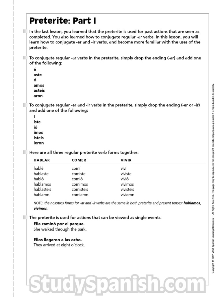 Spanish Class Packet A | PDF
