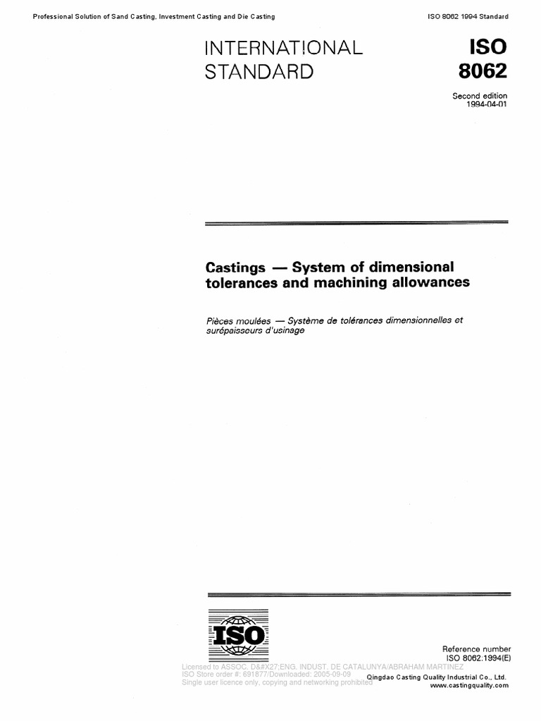 ISO8062 Toleranties en Material | Casting (Metalworking) | Engineering ...