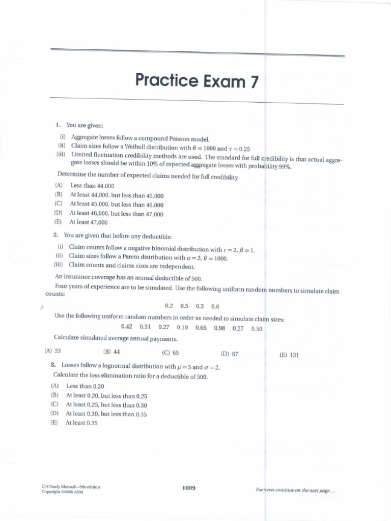 Exam C - Practice Exam & | PDF