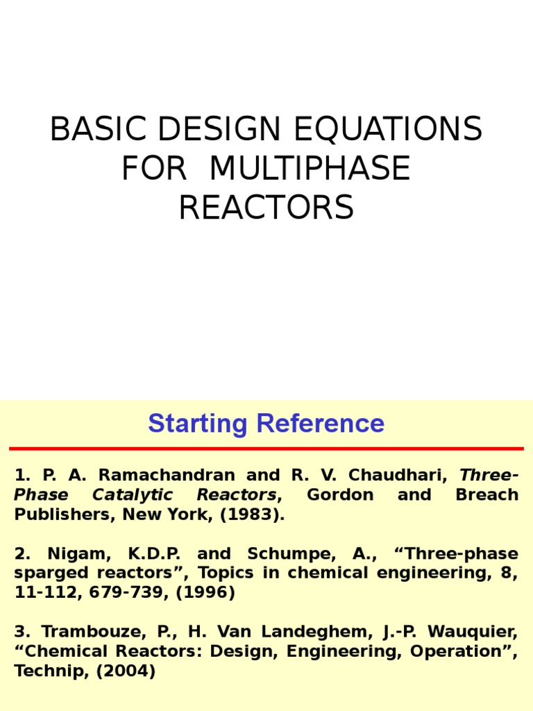 Basic Design Equations For Multiphase Reactors | PDF | Chemical Reactor ...