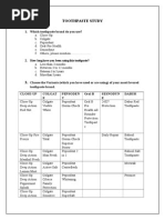 Questionnaire On Toothpaste | PDF