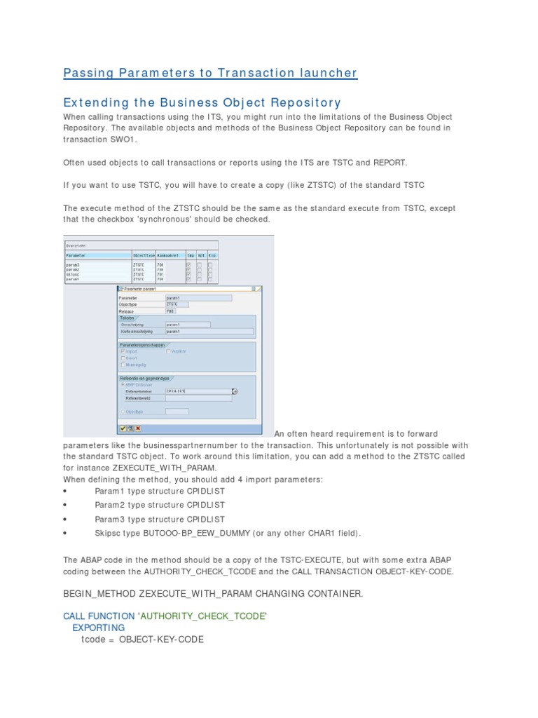 Passing Parameters To Transaction Launcher | PDF | Parameter (Computer ...