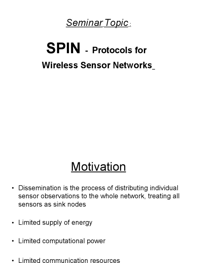Spin protocols ppt | Wireless Sensor Network | Network Topology