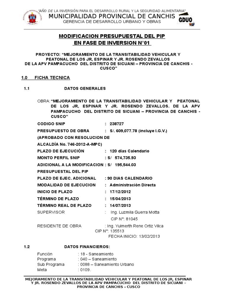 Adicional de Obra | Descargar gratis PDF | Presupuesto | Peatonal