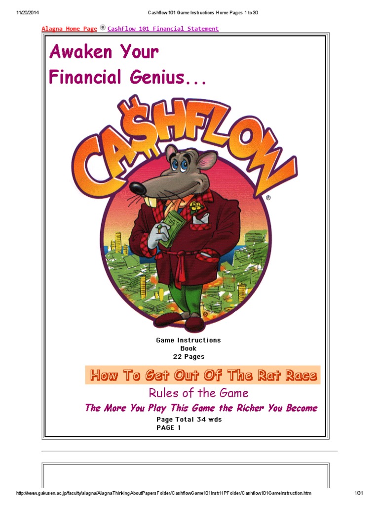 Cashflow 101 Game Instructions Guide | PDF | Rich Dad | Cash Flow