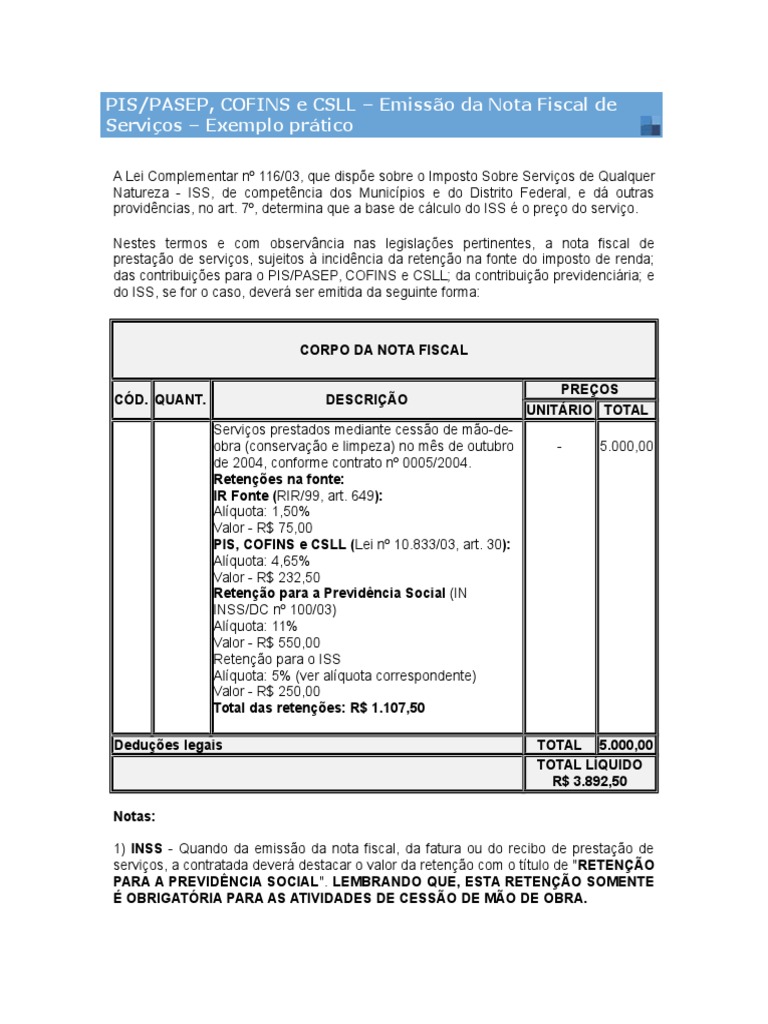 Exemplo de NotaEXEMPLO DE NOTA FISCAL Fiscal | Download grátis PDF ...