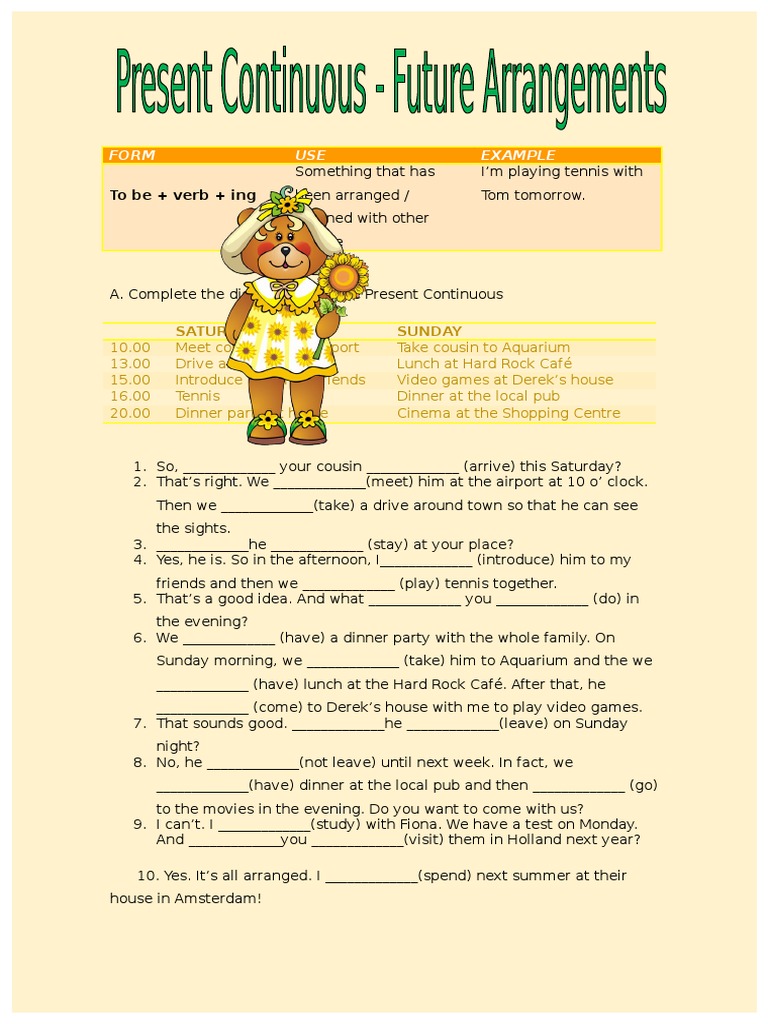 Present Continuous Future Arrangements | PDF