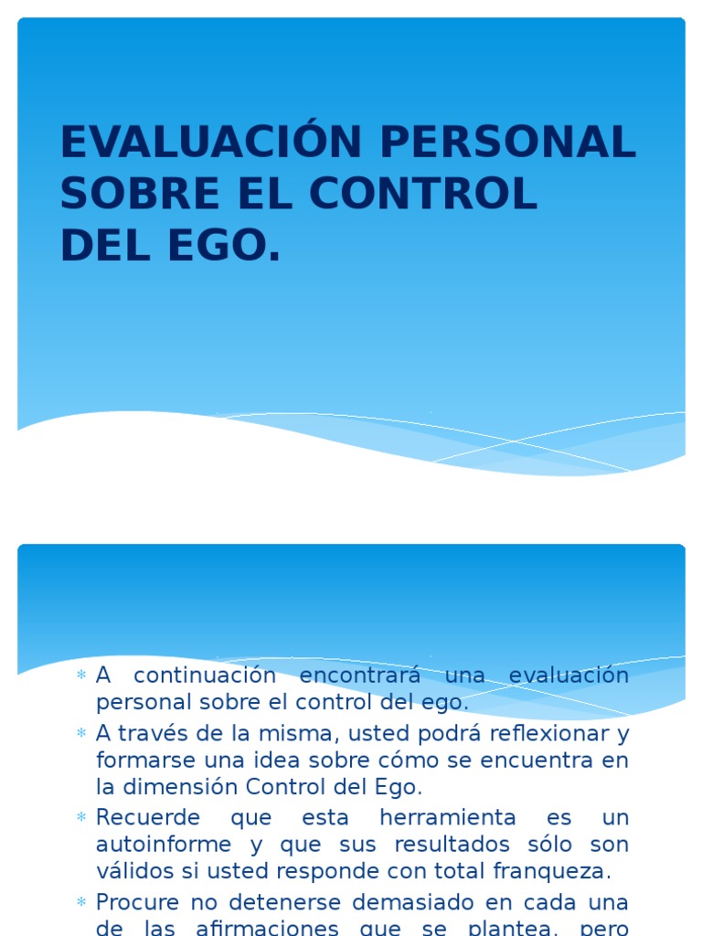 Evaluación Personal Sobre El Control Del Ego | PDF