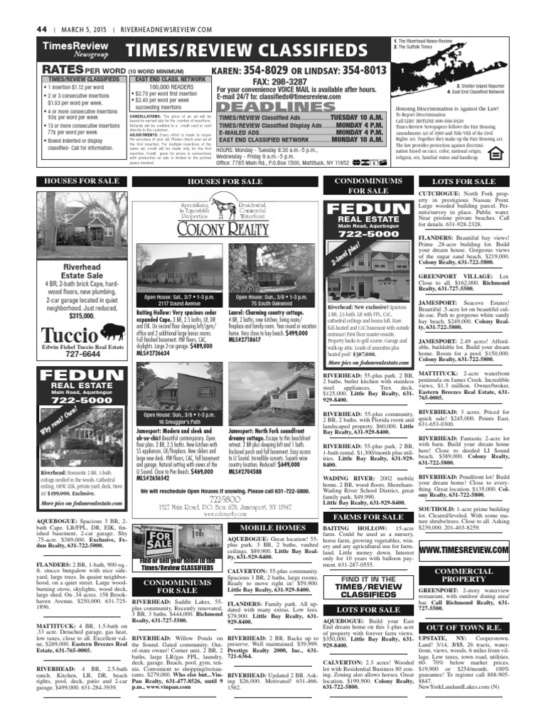 Times Review Classifieds: March 5, 2015 | PDF | Certified Public ...