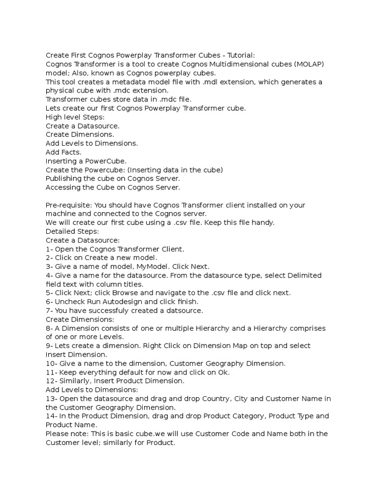 Step-by-Step Guide to Creating Your First Cognos Powerplay Transformer ...