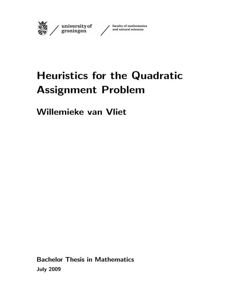 Heuristics For The Quadratic Assignment Problem Pdf Algorithms Areas Of Computer Science 