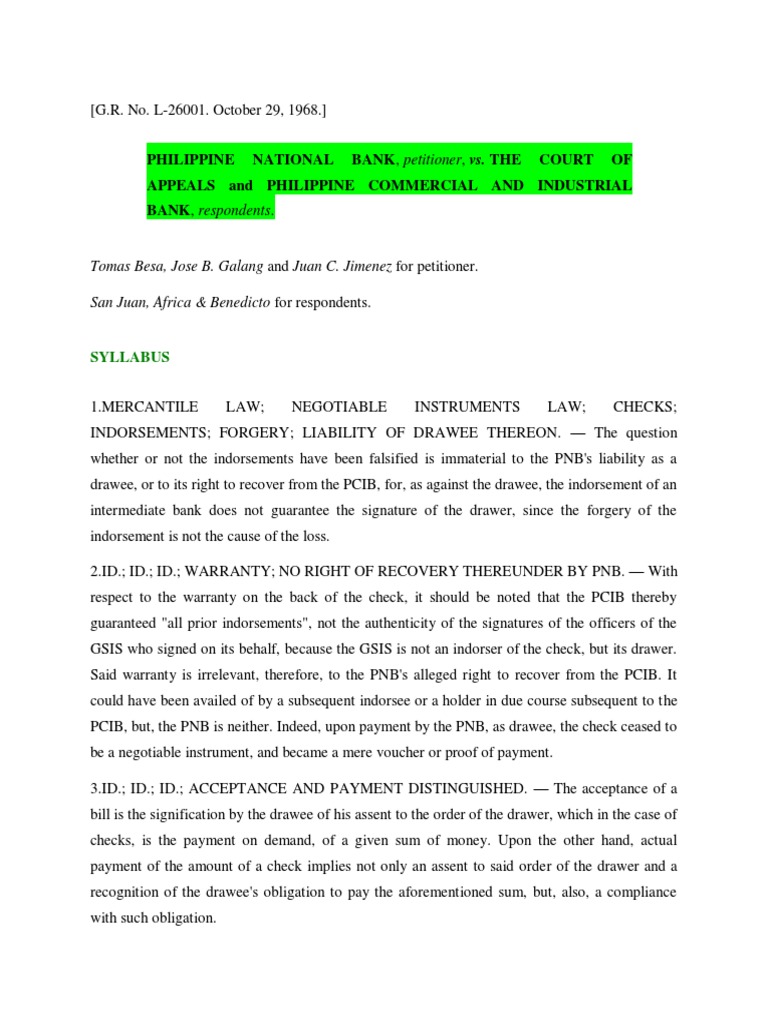 Nego Additional Cases | PDF | Negotiable Instrument | Cheque