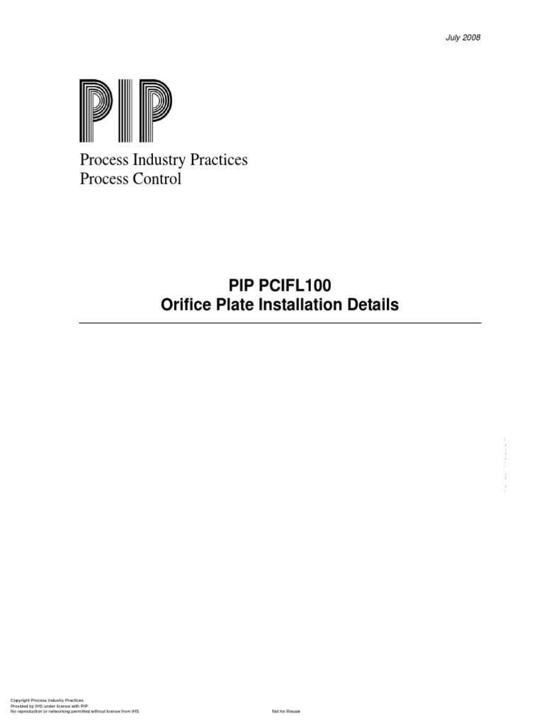 PIP PCIFL100 Orifice Plate Installation Details | PDF | Copyright ...