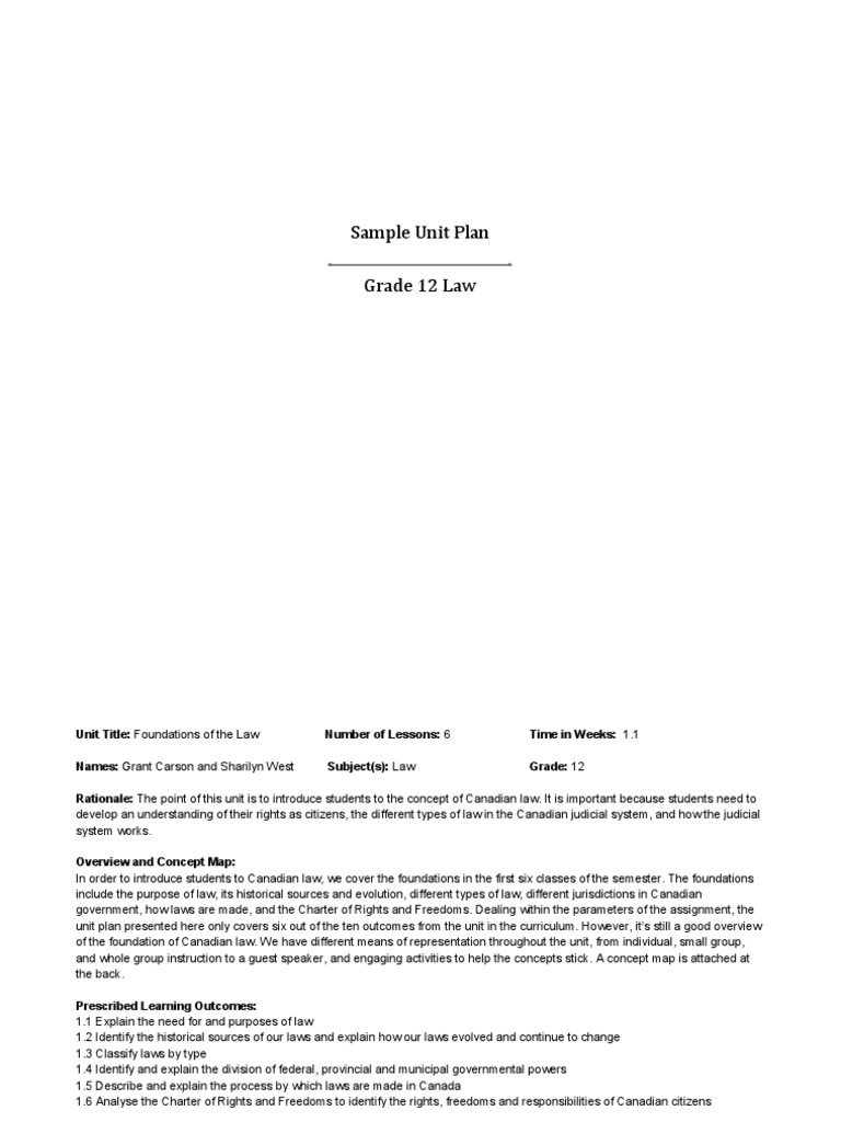 Grade 12 Canadian Law Intro | PDF | Educational Assessment | Cognition