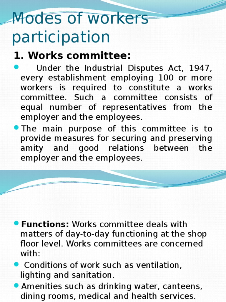 Modes of Workers Participation: 1. Works Committee | PDF | Board Of ...