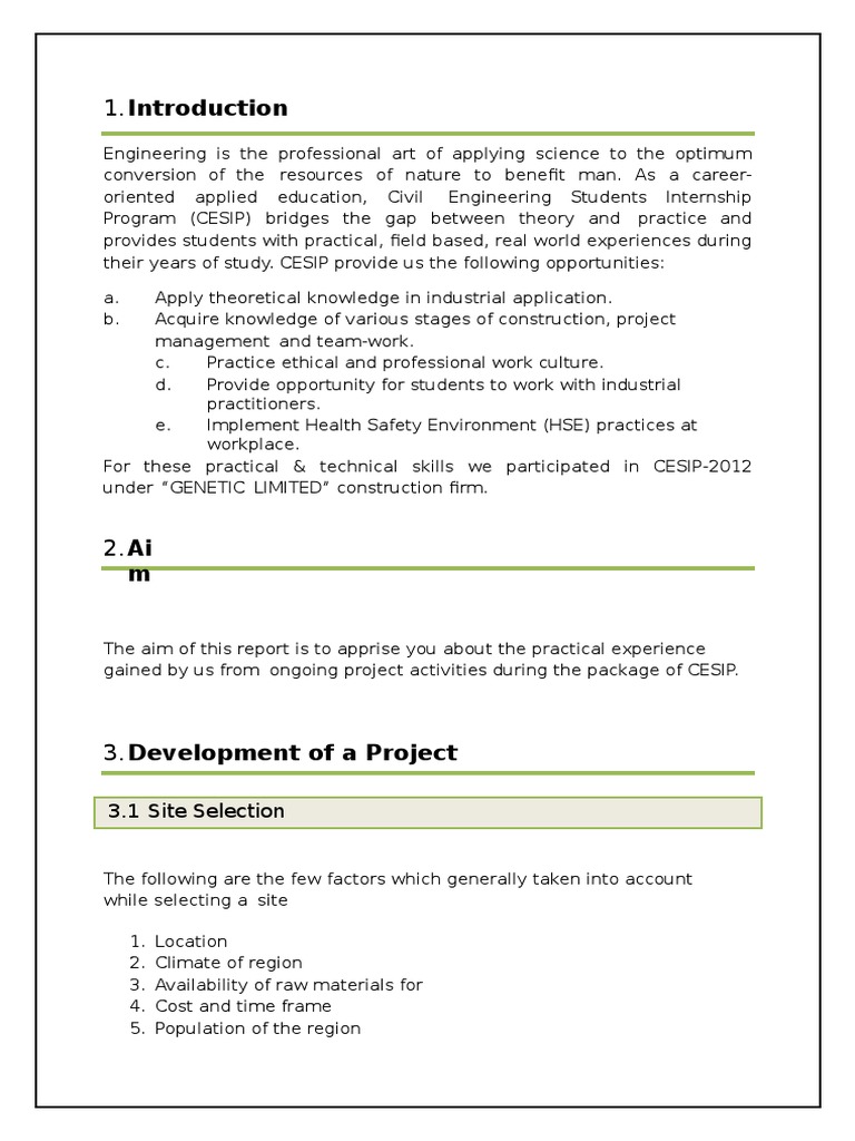 Civil Engineering Internship Report 2012 | PDF | Internship | Job Hunting