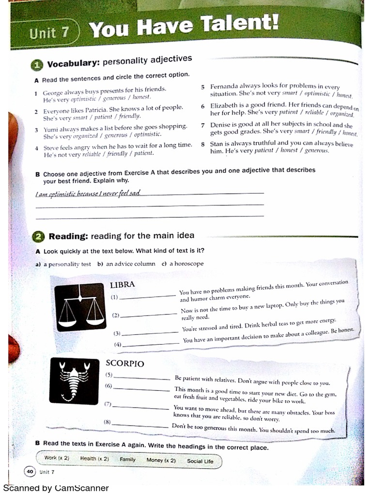 OpenMind 1B Unit 7 - Workbook | PDF | Books