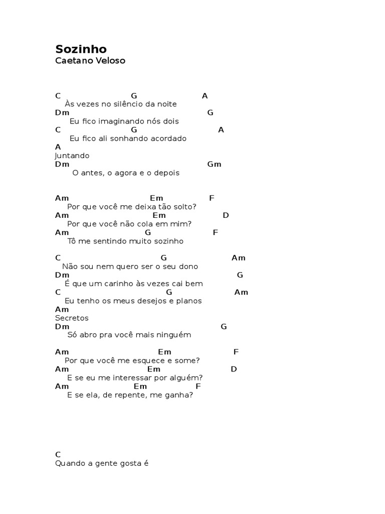 Sozinho - Caetano Veloso - Lyrics | PDF