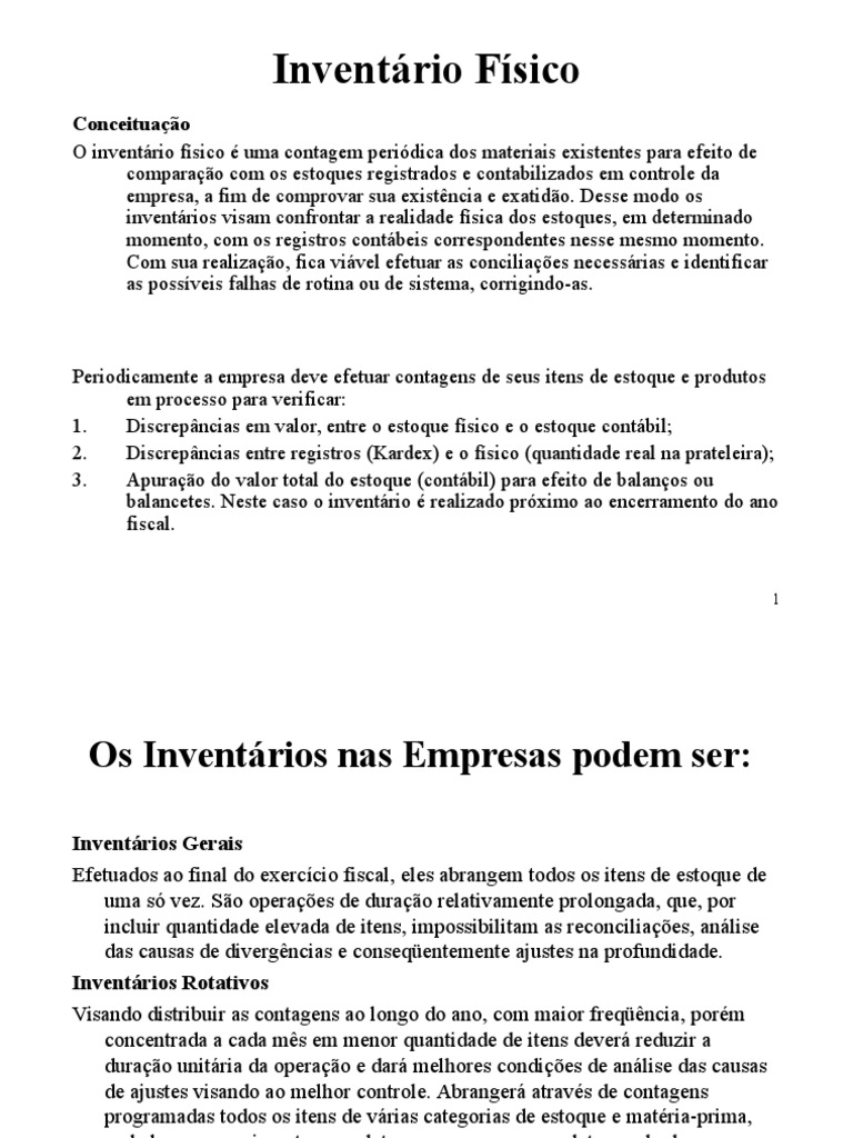 Inventario I | PDF | Inventário | Contabilidade