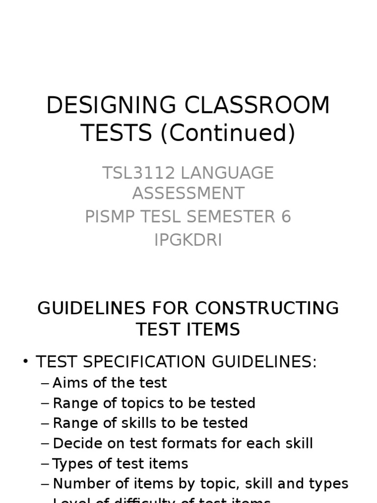 Classroom Test Design Guidelines | PDF | Career & Growth