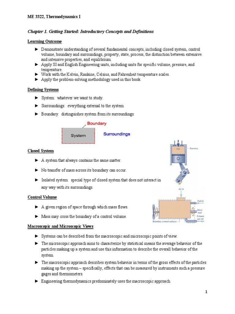 Thermo Chapter 1 Summary | PDF | Temperature | Thermodynamics
