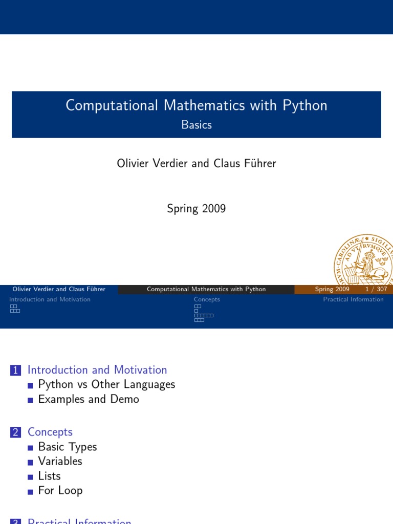 Computational Mathematics With Python Lecture Notes Pdf Control Flow Parameter Computer