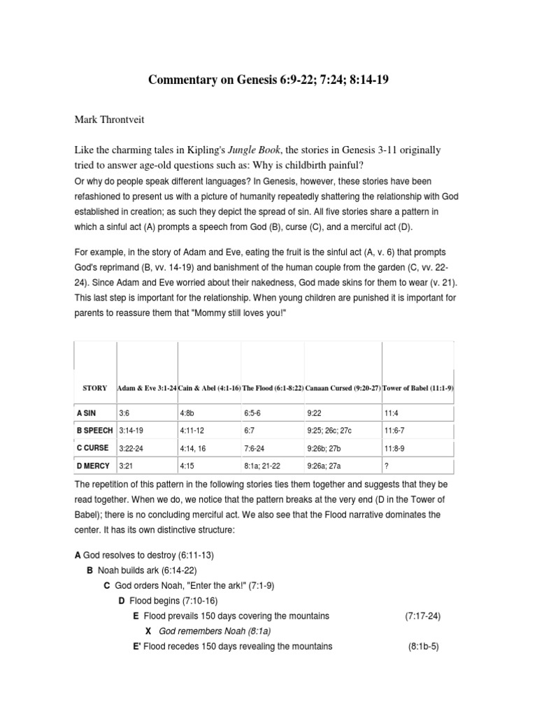 Commentary On Genesis 6,9-22 7,24 8,14-19.throntveit | PDF | Genesis ...