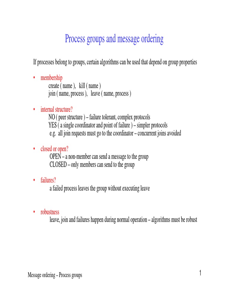 Process Groups and Message Ordering | PDF | Multicast | Network ...