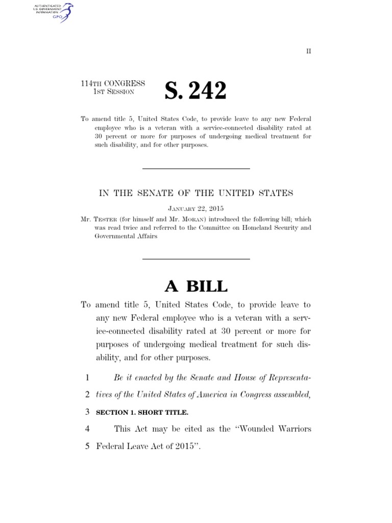 Wounded Warriors Federal Leave Act | PDF | United States Code | Employment