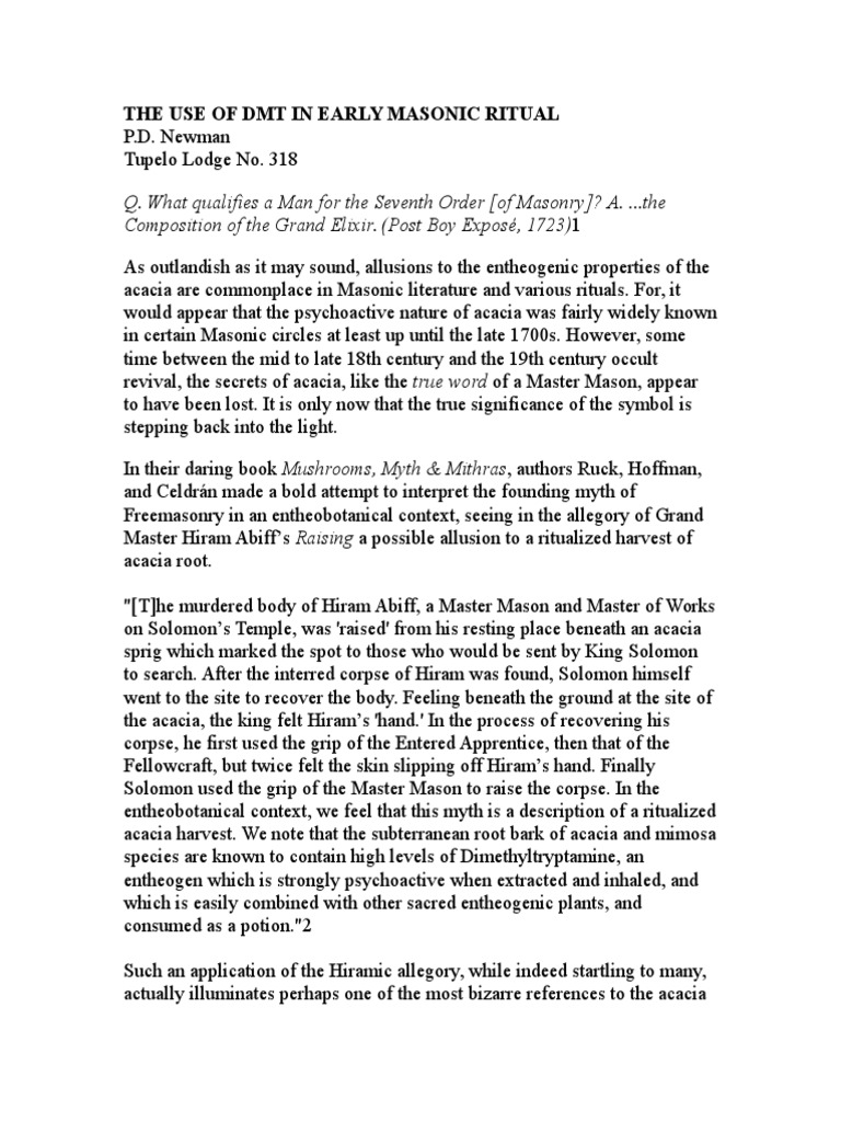 Newman - The Use of DMT in Early Masonic Ritual | PDF | Freemasonry ...